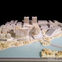 China Qingdao BGI Architectural Concept Model 1:750 Scale - 200cm x 100cm Display with Wood & Acrylic Materials for sale