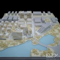 China Qingdao BGI Architectural Concept Model 1:750 Scale - 200cm x 100cm Display with Wood & Acrylic Materials for sale