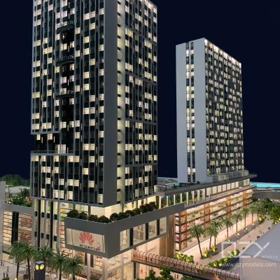 China Vientiane Center 1:100 Scale Architectural Model with 200cm Display Size for Business Center Presentation for sale
