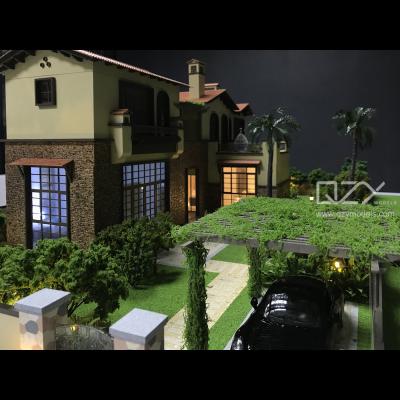China 1:25 Scale Spanish Villa Architectural Model 200cm Display with Electric Elevation System and Custom Lighting for sale