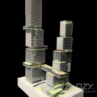 China 1:500 Scale Shenzhen Twin Towers Architectural Model by NBBJ - CNC Precision Crafted in 9 Days for sale