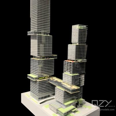 China 1:500 Scale Shenzhen Twin Towers Architectural Model by NBBJ - CNC Precision Crafted in 9 Days for sale