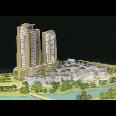 China Jiaomei Architectural Design Concept Model 1:300 Scale with Electroplated Glass & Maple Wood Construction for sale