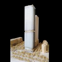 China PES 1:300 Scale Wumart Tower Architectural Model with Stainless Steel & Maple Wood Construction for sale