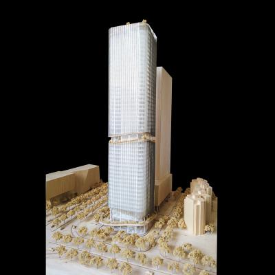 China PES 1:300 Scale Wumart Tower Architectural Model with Stainless Steel & Maple Wood Construction for sale
