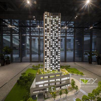 China 1:100 Scale Yunpan Residence Architectural Model 100m High Rise with UV Printed Landscape for sale