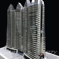 China Sunac Boao King Bay 1:100 Scale Architectural Model with 80% Reflective Glass Facade and Metallic Design for sale