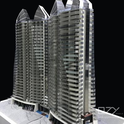 China Sunac Boao King Bay 1:100 Scale Architectural Model with 80% Reflective Glass Facade and Metallic Design for sale