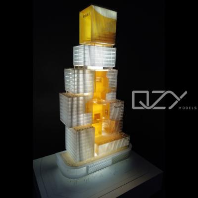 China SZAD 1:200 Scale GREE Headquarters Architectural Model - White Minimalist Design with Internal Illumination for sale