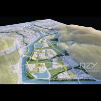 China Ningbo Yinzhou River Urban Planning Model 1:1500 Scale - Laser-Cut Acrylic Architecture Display by Wuyan Design for sale