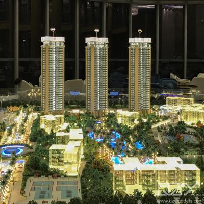 China 1/110 Shanhai City Residences Architectural Model 8m x 5m Oval Display with LED Lighting for sale