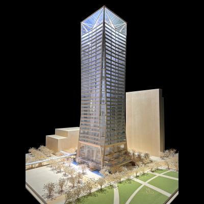 China 1/200 Scale Wooden Miniature Skyscraper Model - Qianhai Office Building Project 1.8x1.2m with LED Lighting for sale