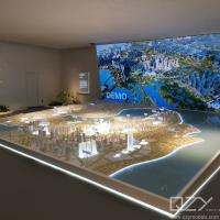 China 1:600 Scale Xiamen Wetland Park TOD Architectural Model - 600cm x 600cm White Minimalist Design with Multimedia Interaction for sale