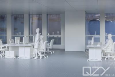 China 1/25 Scale 3D Printed Office Interior Architecture Model with Warm LED Light for sale