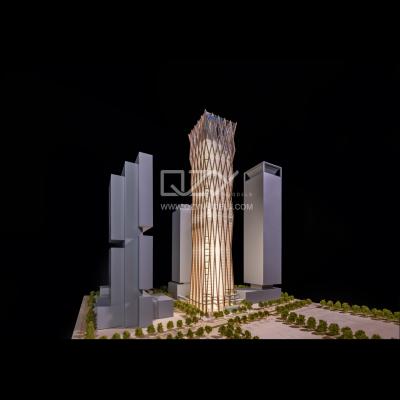 China 1:400 CIMC-Nikken Sekkei High-Rise Business District Model with 4000K Warm White Illumination for sale