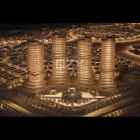 China 1:800 White Architectural Concept Model with Warm Lighting for sale