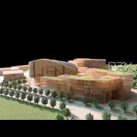 China 1:500 Scale Wooden School Model Handmade Laser Cutting for Shenzhen Music Academy Planning for sale