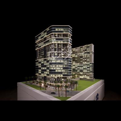 China 1:75 Scale AL YAQOOT Towers Architectural Model Custom Electroplated Acrylic Dynamic LED Lighting for sale