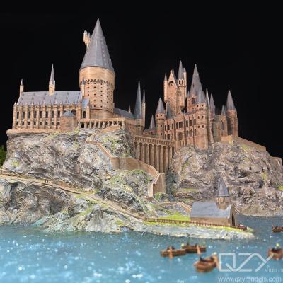 China Custom 1:300 Scale Handmade Realistic Hogwarts School Architectural Model Miniature Maquette with Full Lighting for sale
