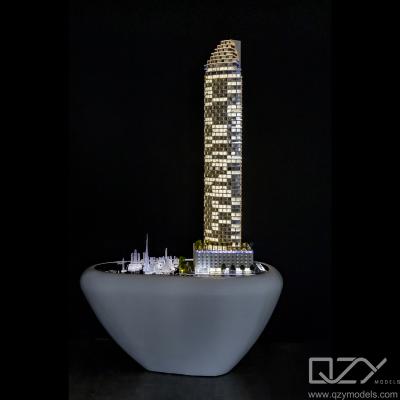 China W-Residences Iconic Tower 1:125 Scale Architectural Model with Dynamic Lighting and Handmade Craftsmanship for sale