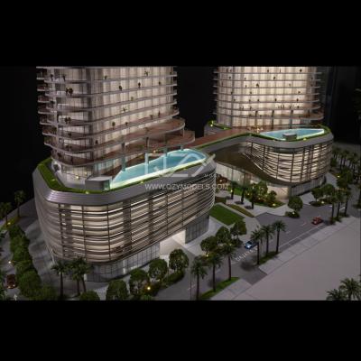 China 1:100 Scale Illuminated Realistic Abu Dhabi C11-15 Residence Architectural Model 4000K for sale