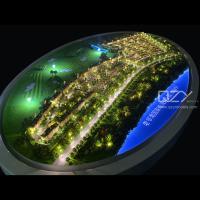 China 1:450 Scale Miniature Architectural Model with Elliptical Base and Dynamic Lighting Control for Villa Community Display for sale