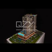 China 1:100 Scale Dubai Heilbronn Residential Building Model with Full Lighting Handmade Craftsmanship for sale