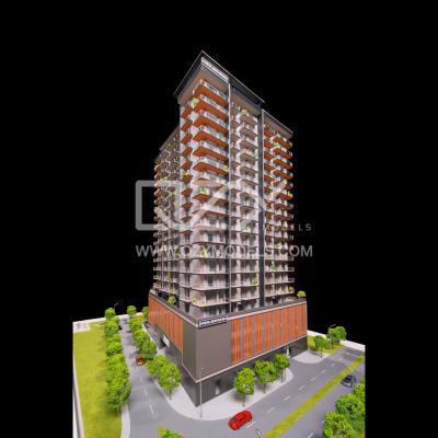 China 1:100 Scale Dubai Heilbronn Residential Building Model with Full Lighting Handmade Craftsmanship for sale