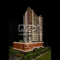 China 1:100 Scale Dubai Heilbronn Residential Building Model with Full Lighting Handmade Craftsmanship for sale