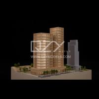 China 1:1000 Scale Architectural Model Natural Wood Tone White Minimalist Design Mathaba Project for sale