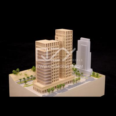 China 1:1000 Scale Architectural Model Natural Wood Tone White Minimalist Design Mathaba Project for sale