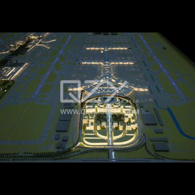 China 1:1500 Scale Handmade Sand Table Model of Singapore Airport with Night Scene Lighting for sale