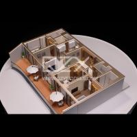 China 1:25 Scale ICC Luxury Apartment Model Minimalist Natural Wood White Contrast Handmade Display for sale