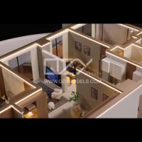 China 1:25 Scale ICC Luxury Apartment Model Minimalist Natural Wood White Contrast Handmade Display for sale