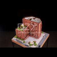 China 1:80 Scale Retro Brick Red Aberfeldy Apartment Architectural Model with Full Lighting for sale