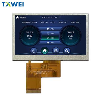 China 4.3-inch 480x272 Industrial LCD Display Panel with 450cd/m² Brightness and RGB 24-bit Interface for sale