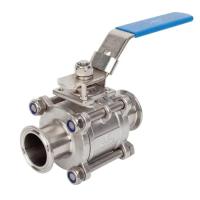 China Sanitary 3PC Tri-Clamp Ball Valve DN15-DN100 8 Bar with Encapsulated PTFE Seat for sale