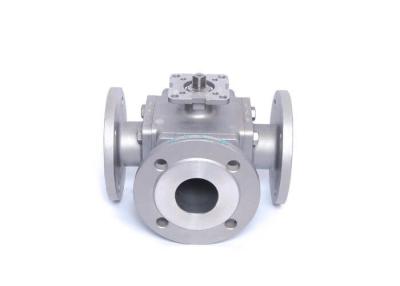 China PN16 PN25 PN40 3 Way WCB Flange End Ball Valve DN15-200 Full Port with ISO5211 Mounting Pad for sale