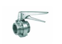 China Stainless Steel Hygienic Butterfly Valve DN100 with 16BAR Pressure Rating and Ra0.4 Surface Finish for Food Processing for sale