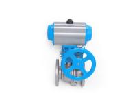 China DIN3337 Double Flange Pneumatic Actuated Ball Valve with 2-8 Bar Operating Pressure and 90° Travel Angle for sale