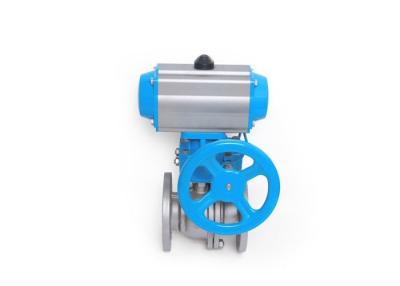 China DIN3337 Double Flange Pneumatic Actuated Ball Valve with 2-8 Bar Operating Pressure and 90° Travel Angle for sale