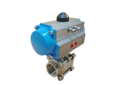 China Stainless Steel Pneumatic Actuated Ball Valve DN50 DN65 DN80 3-Piece Threaded 1000WOG Pressure Rating for sale