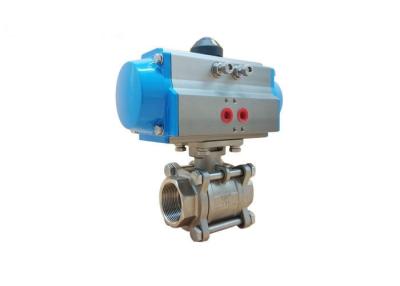 China 3PC 1000WOG BSPT Pneumatic Actuated Ball Valve DN15-DN100 Stainless Steel CF8M with ISO 5211 Actuator for sale