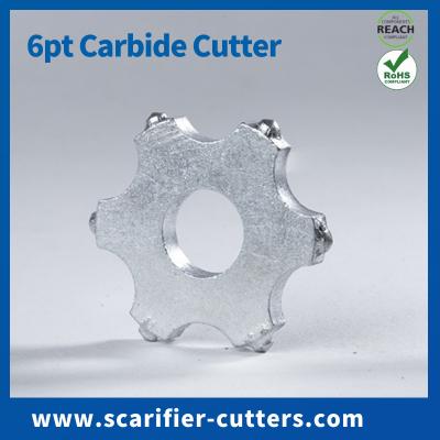 China Carbide Tipped Cutting Tips 6 Points Scarifier TCT Cutters For Concrete Road Milling Machine Von Arx® - FR200 for sale