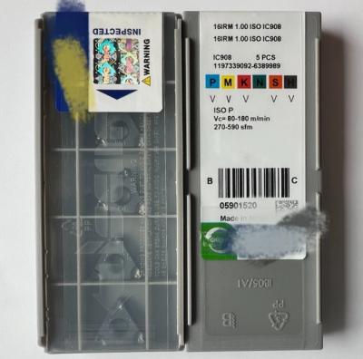 China ISCAR PVD Coated 1.0mm ISO Pitch IC908 Carbide Internal Threading Insert for CNC Stainless Steel for sale