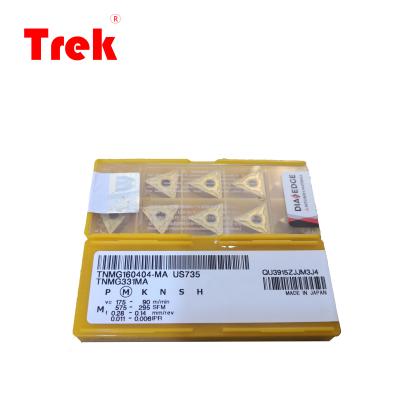 China MITSUBISHI TNMG160404MA US735 Triangle Insert for Stainless Steel Turning with PVD Coating and MA Chipbreaker for sale