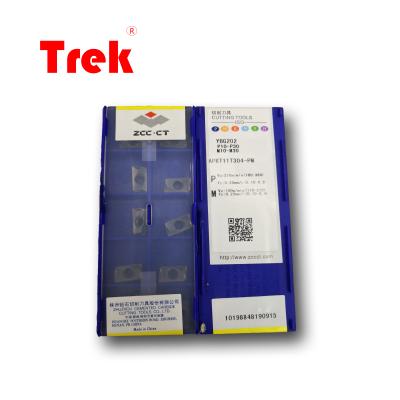 China ZCCCT APKT11T304PM YBG202 Carbide Insert with PVD TiAlN Coating Positive Rake Design and Universal PM Chipbreaker for CNC Milling for sale