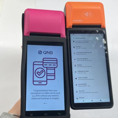 China 6 Inch Portable POS System Orange Purple Android POS Terminal With Printer for sale