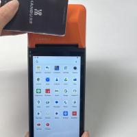 China 6 Inch Portable POS System Orange Purple Android POS Terminal With Printer for sale