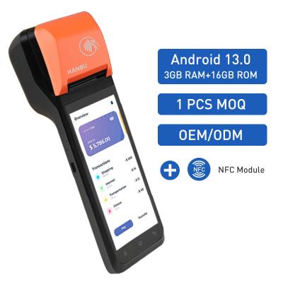China Android 12 Touch Screen Mobile POS Dual SIM with 6400mAh Battery and 58mm Thermal Printer for sale